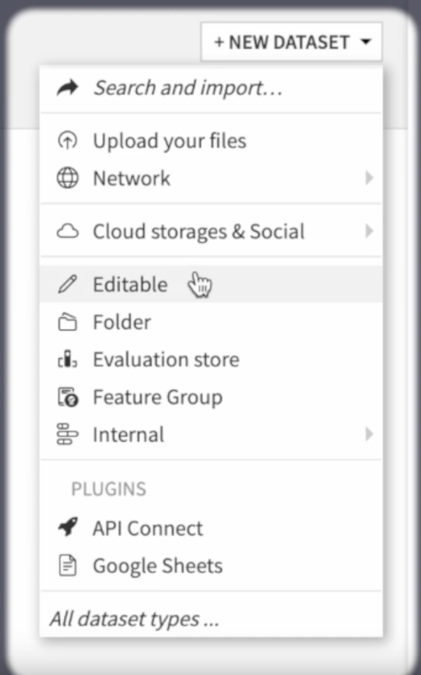 Editable Datasets in Dataiku - Action